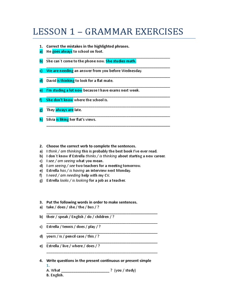 Ejercicios de Gramatica 1 | PDF | Linguistics | Languages