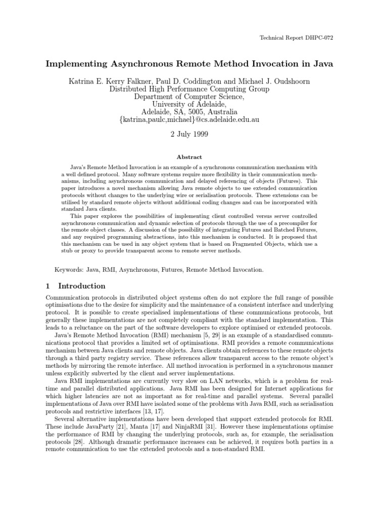 Implementing Asynchronous Remote Method Invocation in Java | PDF ...