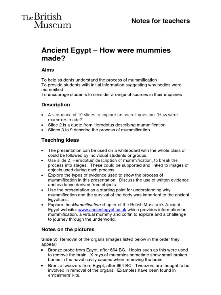 Presnotes How Mummies Made FINAL | PDF | Mummy | Ancient Egyptian Religion