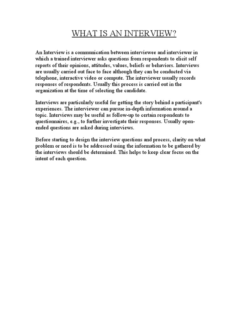 Understanding Interviews: Purposes, Types and Key Considerations | PDF ...