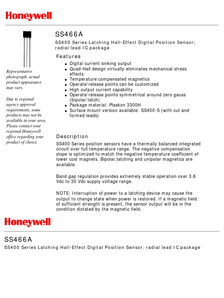 Features: SS400 Series Latching Hall-Effect Digital Position Sensor ...