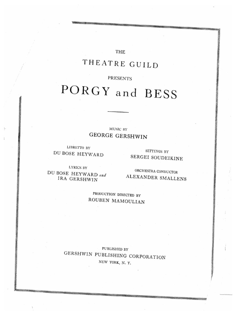 Porgy and Bess Score | PDF