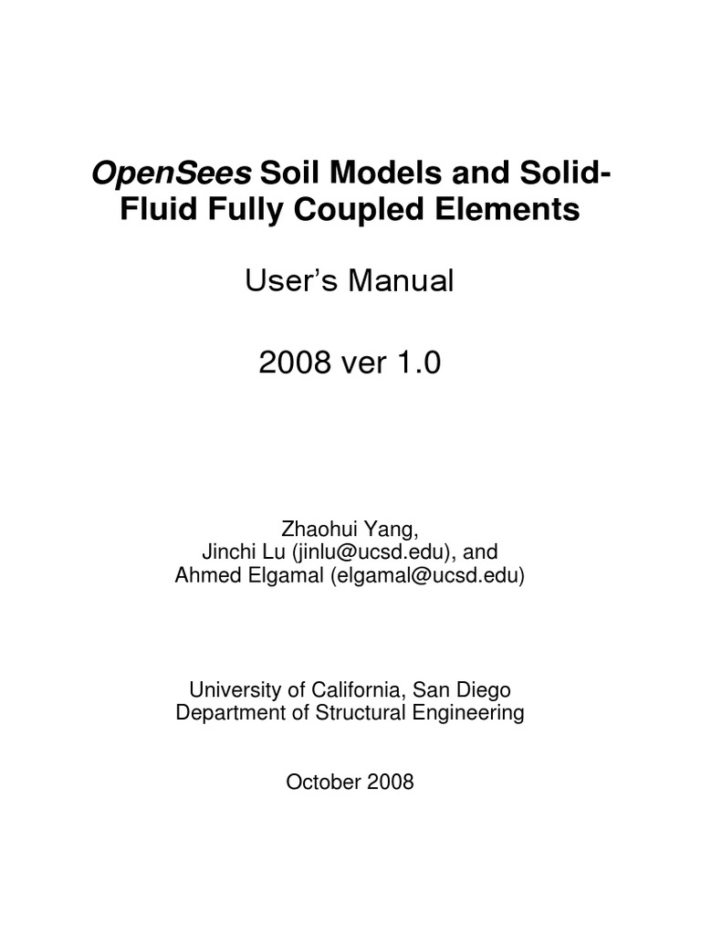 OSManual UCSD Soil Models 2008 | PDF | Porosity | Strength Of Materials