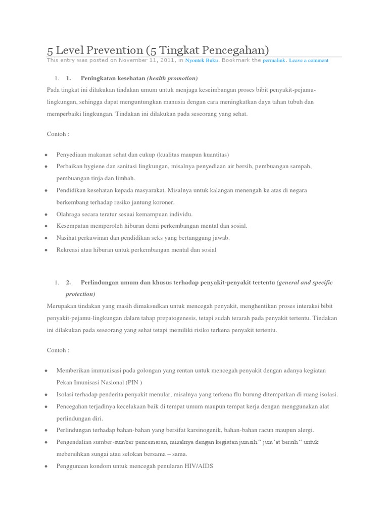 5 Level Prevention | PDF