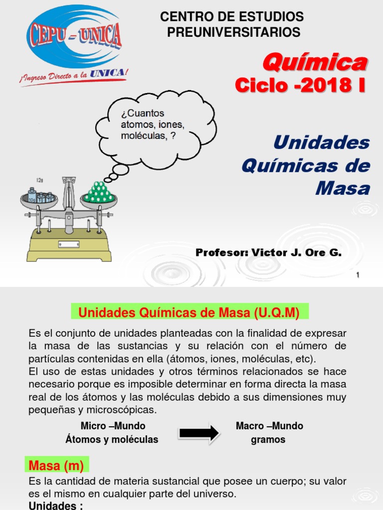 Unidades Quimicas de Masa | PDF | Mole (Unidad) | Átomos