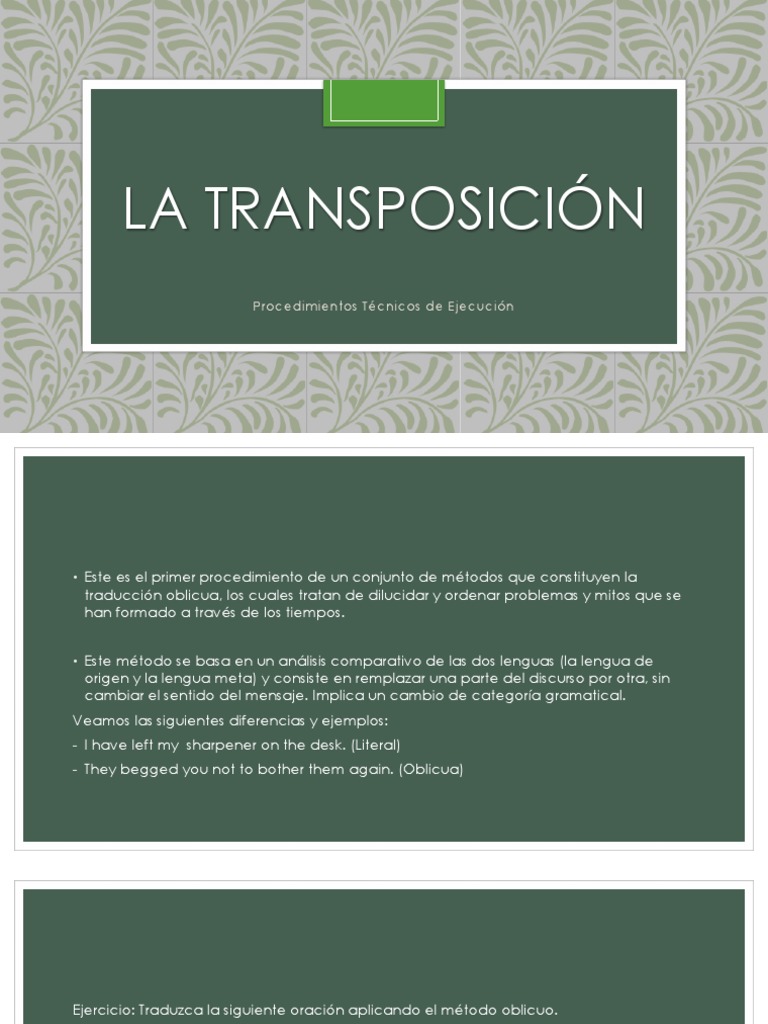 La Transposicion | Traducciones | Gramática