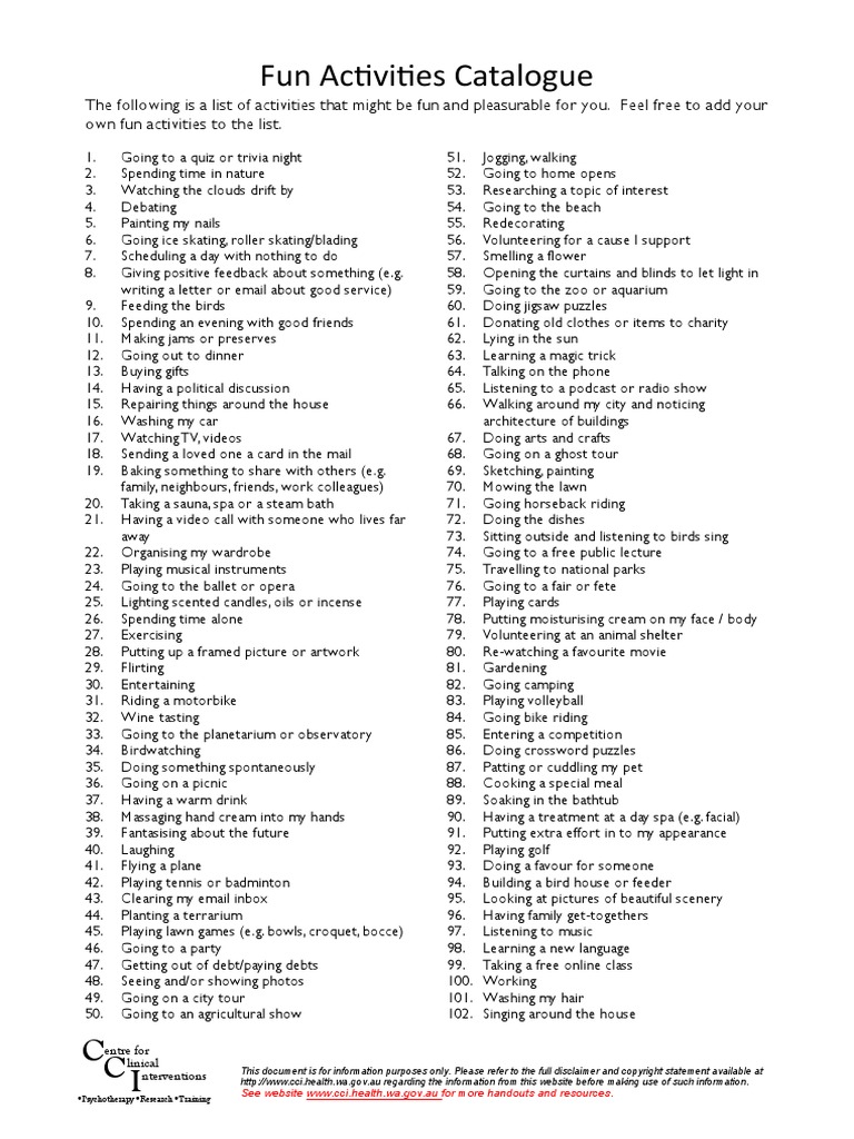 Fun Activities Catalogue | PDF | Hobbies | Leisure