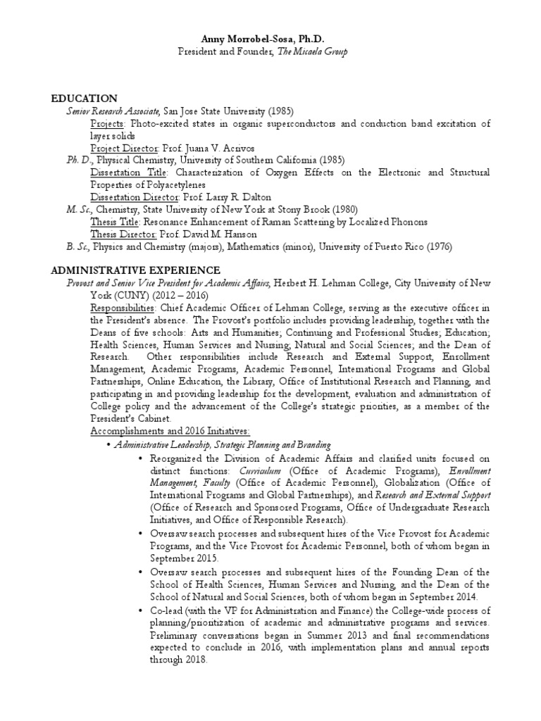 Currículum de Anny Morrobel-Sosa | PDF | Academic Degree | Doctor Of Philosophy