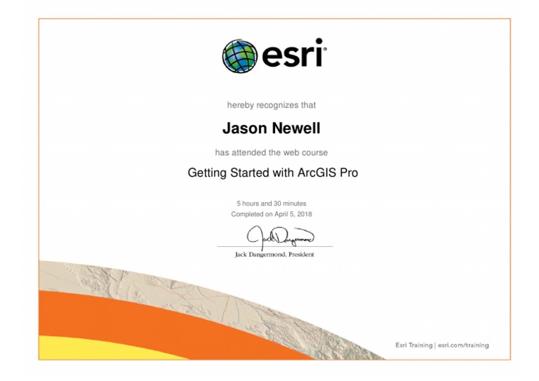 Getting Started With Arcgis Pro Certificate 04052018 | PDF