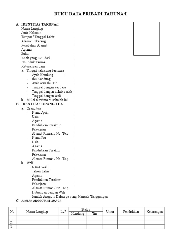 Buku Data Pribadi Siswa | PDF