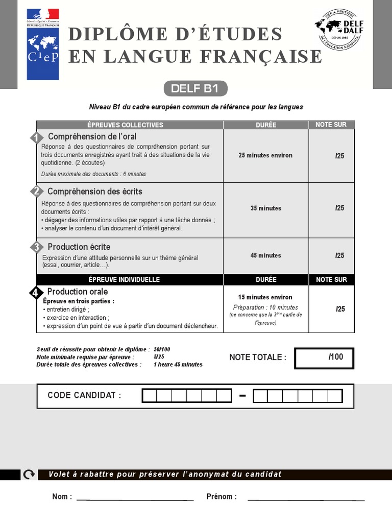 Exemple 3 Sujet Complet Delf b1 Tous Publics 2 Production Orale PDF ...
