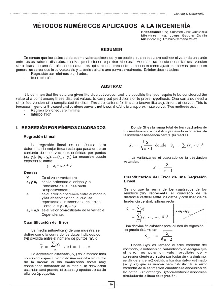 Regresión Lineal y Polinomial: Métodos y Aplicaciones | PDF | Mínimos cuadrados | Desviación ...