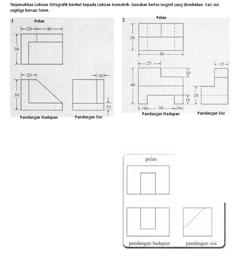 Latihan Terjemah Ortografik Kepada Isometrik | PDF