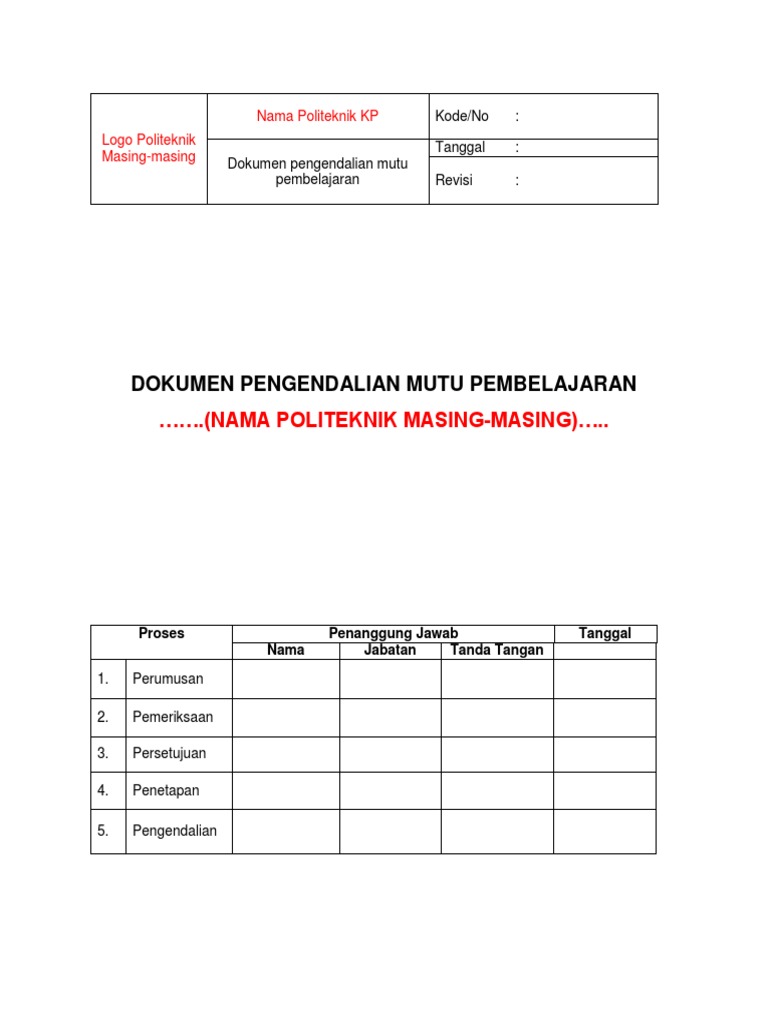 SOP MOnev Pengendalian Mutu Pembelajaran | PDF