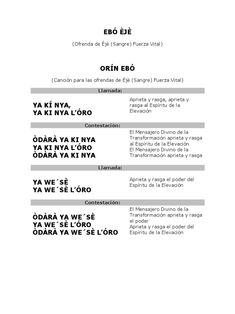 Ebó Èjè PDF | PDF | Alimentos | Salud y bienestar