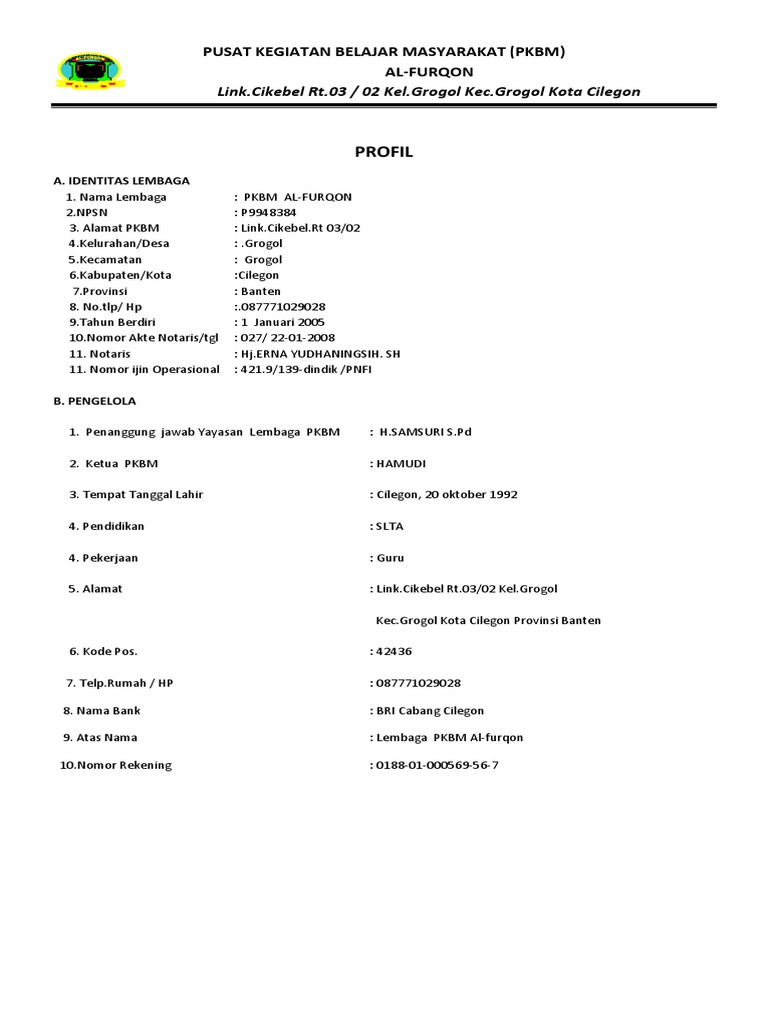 Profil PKBM | PDF