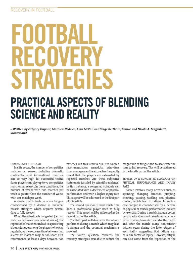 2018 Football Recovery Strategies. Practical Aspects of Blending ...