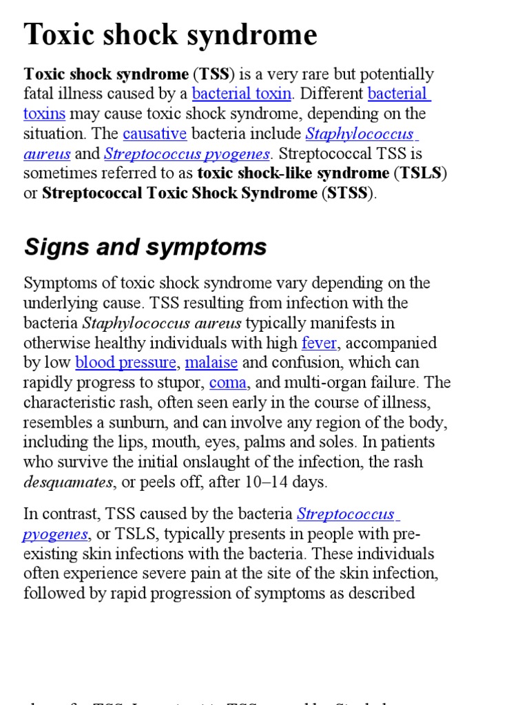 Toxic Shock Syndrome Overview and Symptoms | PDF | Medical Specialties ...