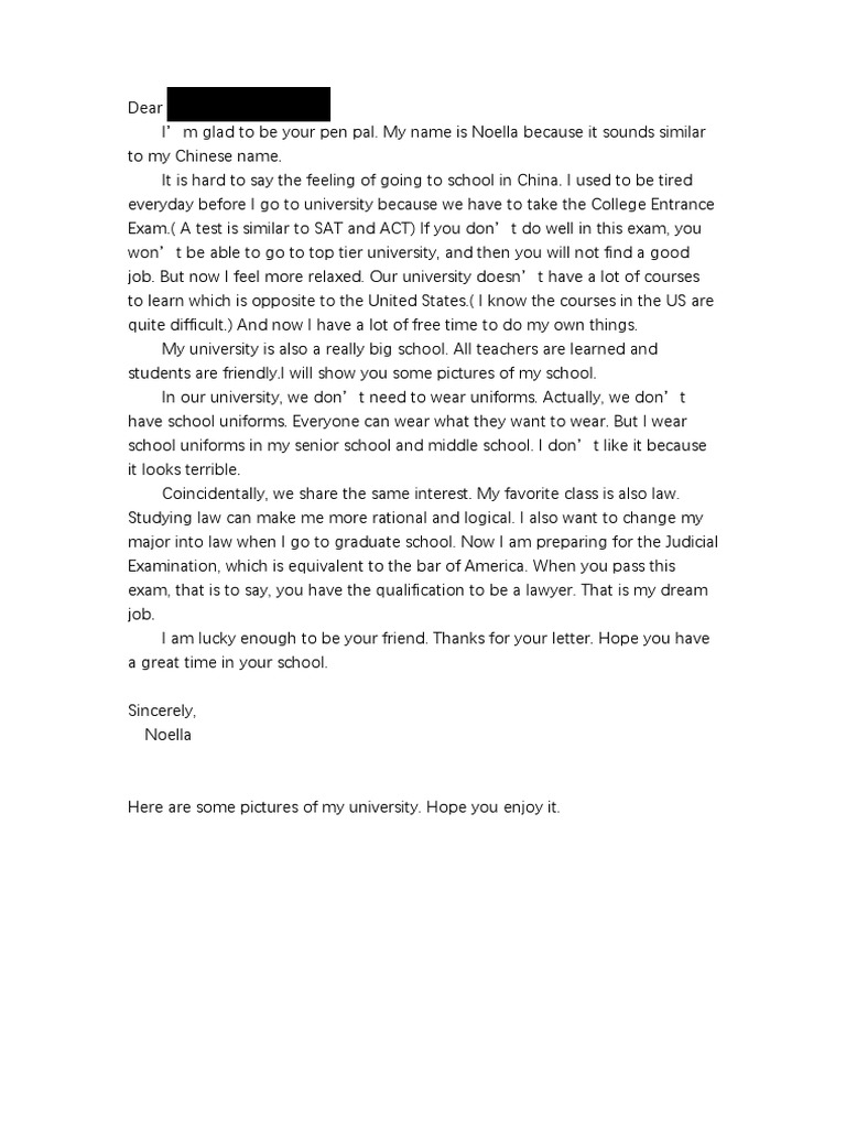 Pen Pal Letter Sample | PDF