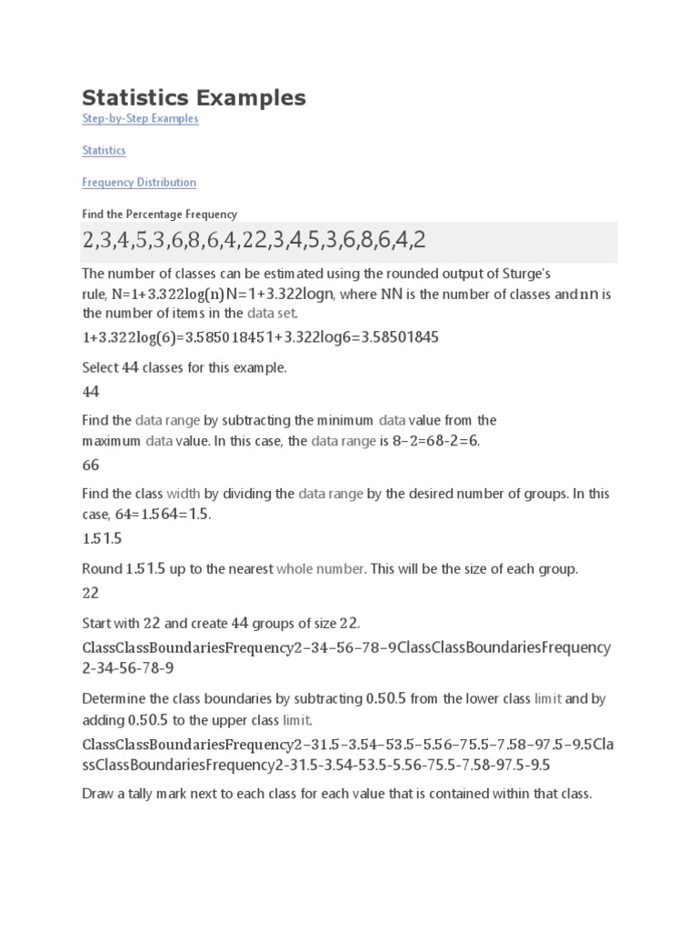 Statistics Examples | PDF | Logarithm | Statistics