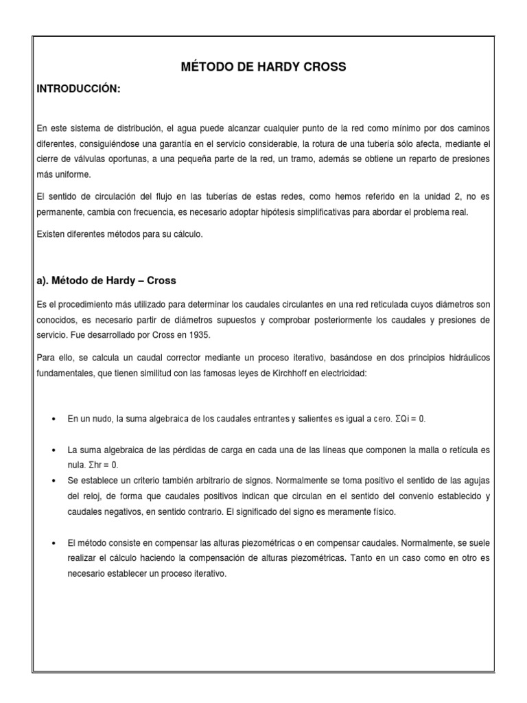 Método de Hardy Cross | PDF | Descarga (hidrología) | Método científico