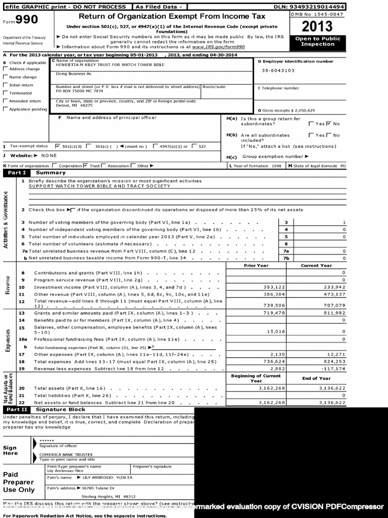 Watchtower Stock Investments | PDF | Irs Tax Forms | 501(C) Organization