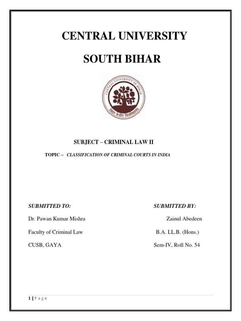 Classification of Criminal Courts in India | PDF | Magistrate | Supreme ...