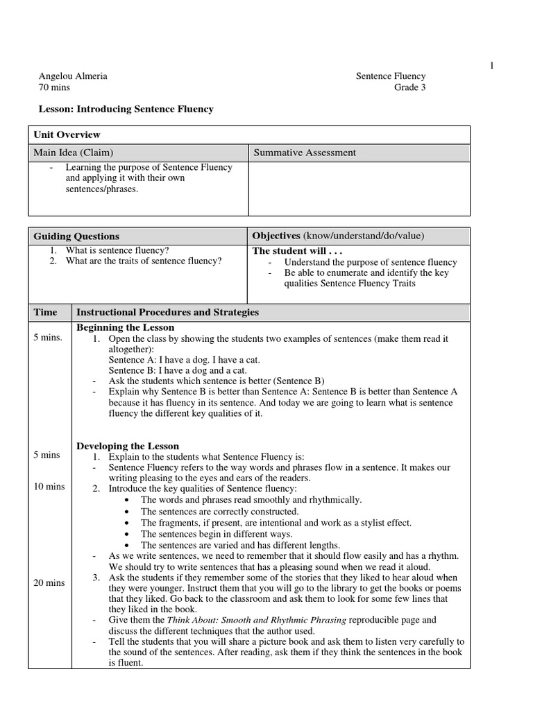 Intro Sentence Fluency | PDF | Educational Assessment | Epistemology