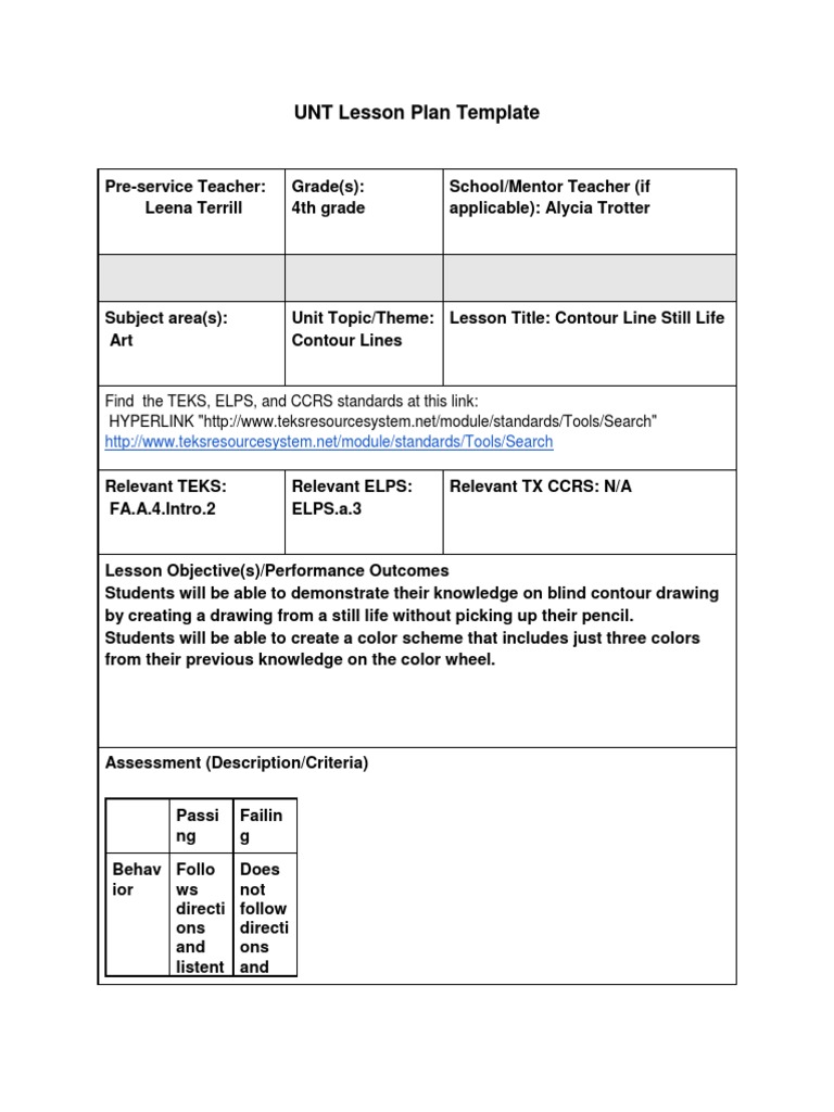 Contour Line Lesson Plan 4th Grade | PDF | Lesson Plan | Pedagogy