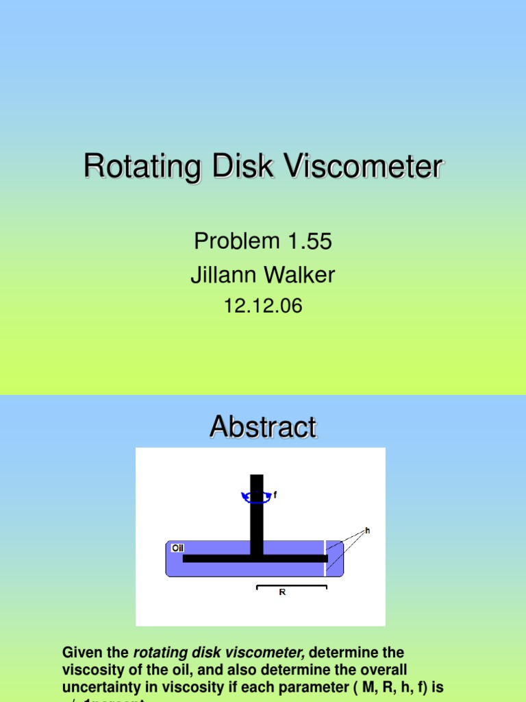 Rotating Disk Viscometer | PDF