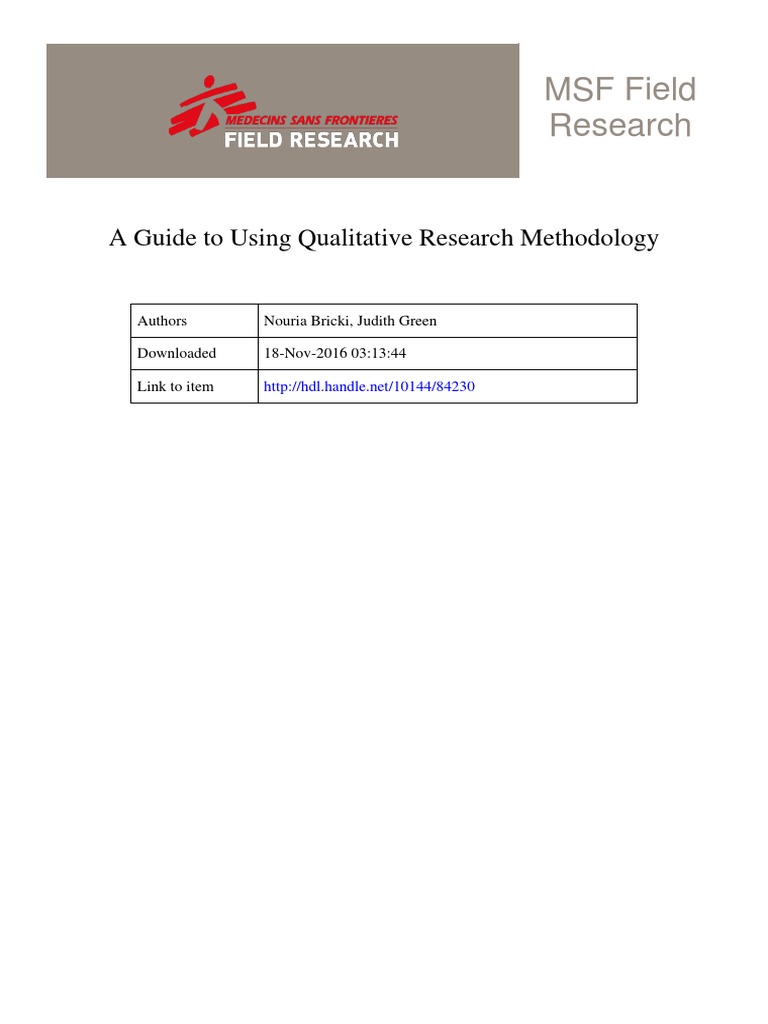 Qualitative Research Methodology | PDF | Qualitative Research ...