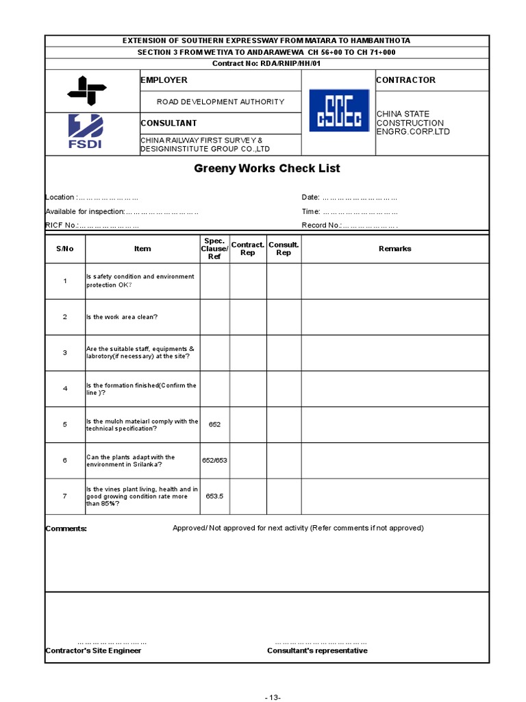 Appendix-D Check List For Greeny Works | PDF | Business
