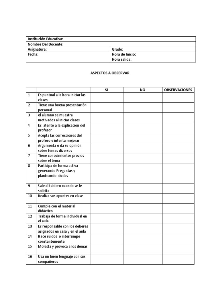 Guia de Observacion Del Alumno Guia de Observacion Del Alumno