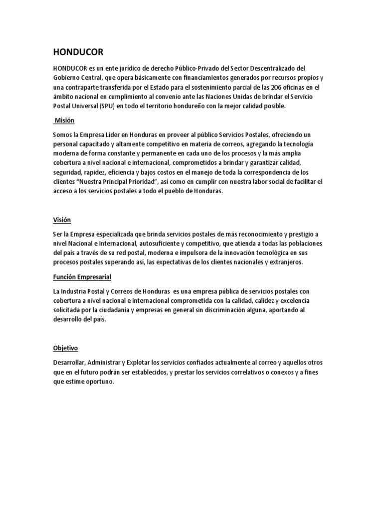 Honducor 1 | PDF | Correo | Institución