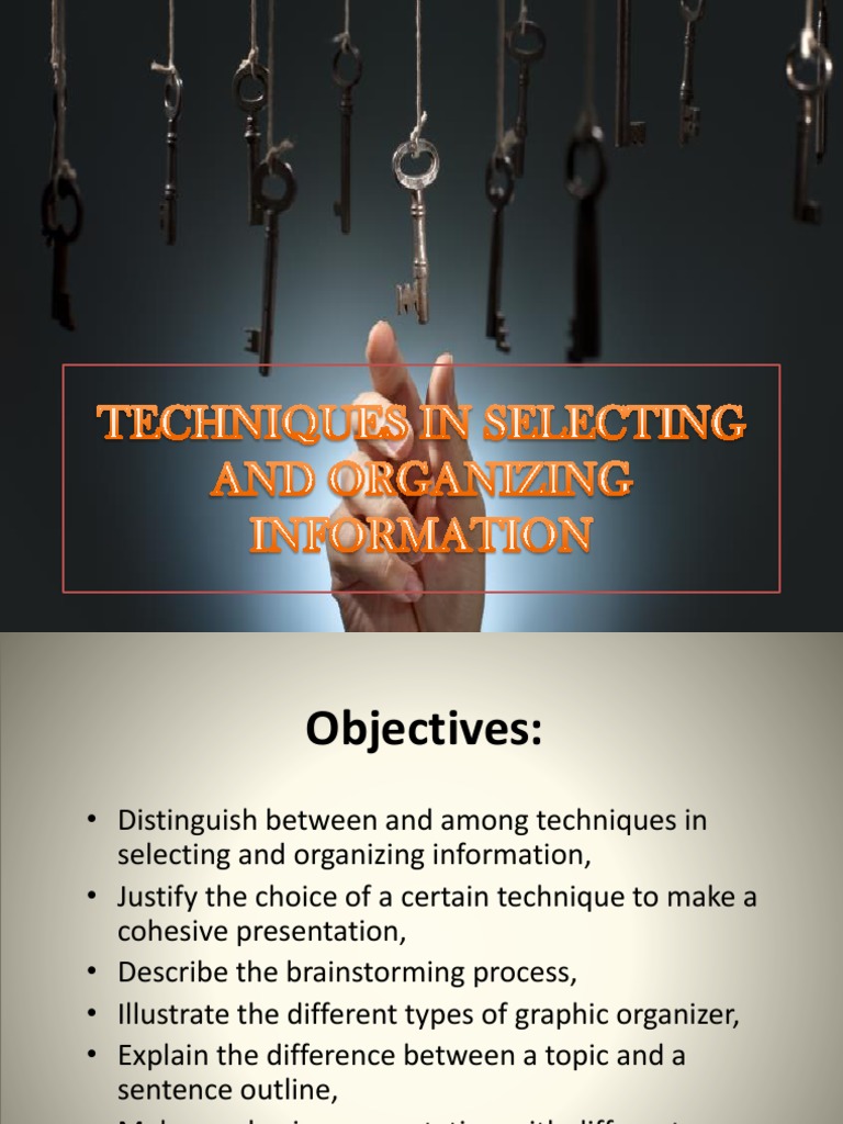 Techniques in Selecting and Organizing Information | Brainstorming ...
