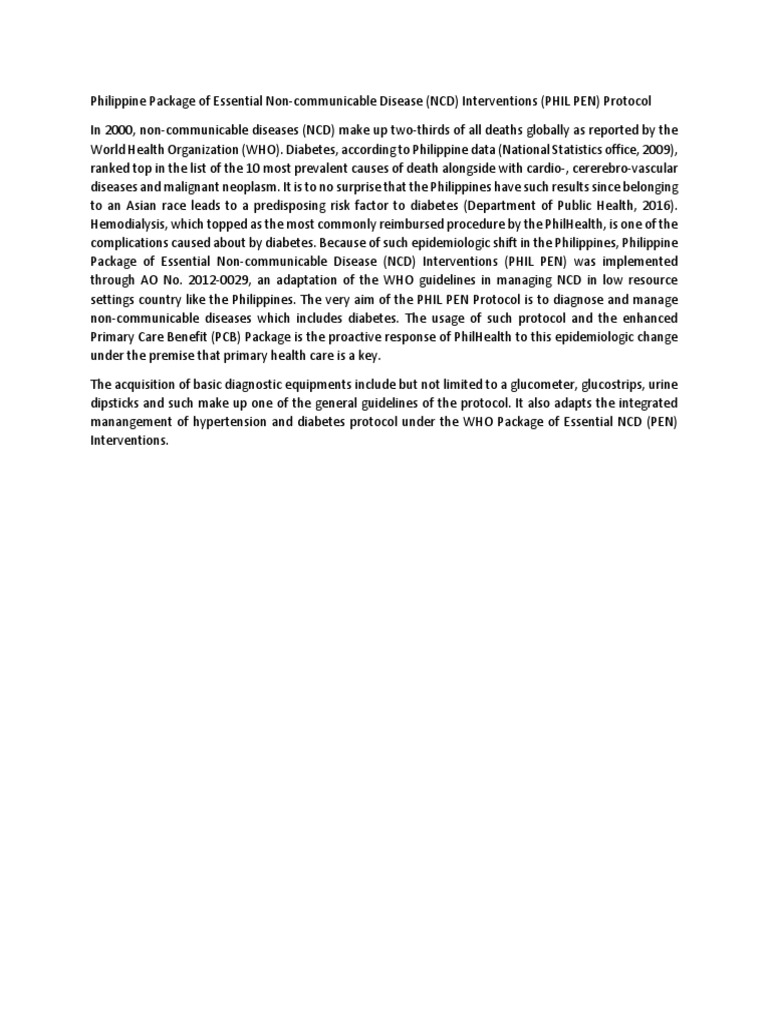 PHIL PEN Protocol for NCD Management | PDF