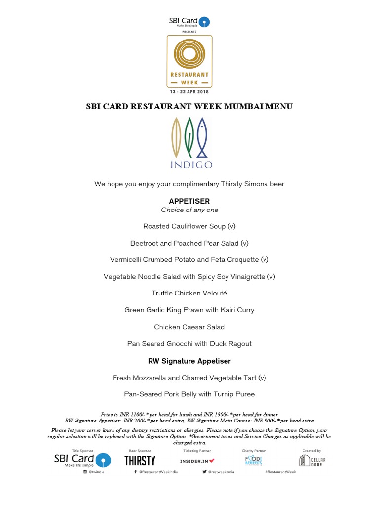 RWA2018 MUM Indigo Menu | Download Free PDF | Salad | Cuisine