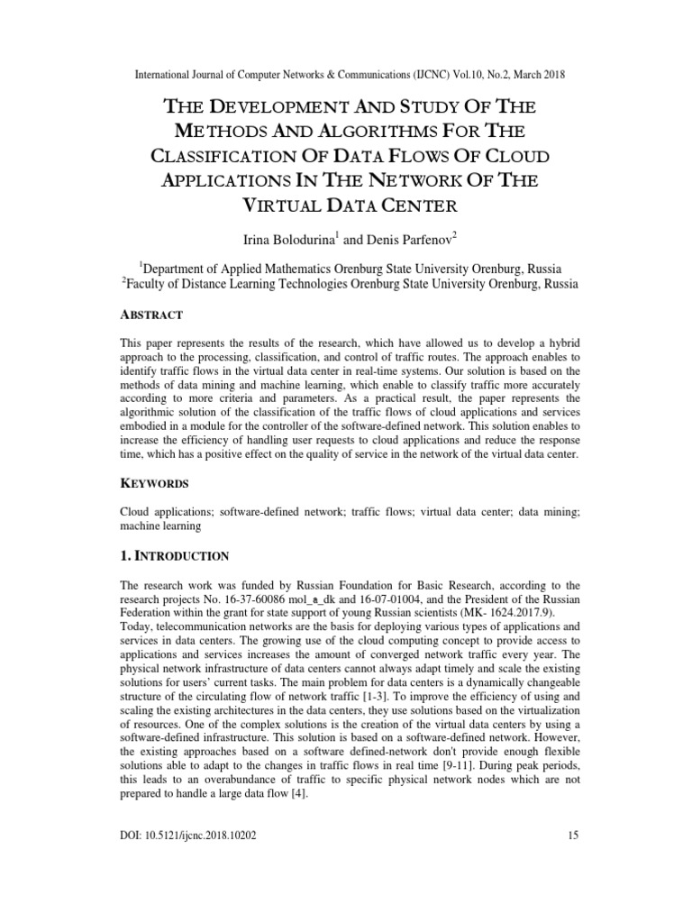 The Development and Study of The Methods and Algorithms For The Classification of Data Flows of ...