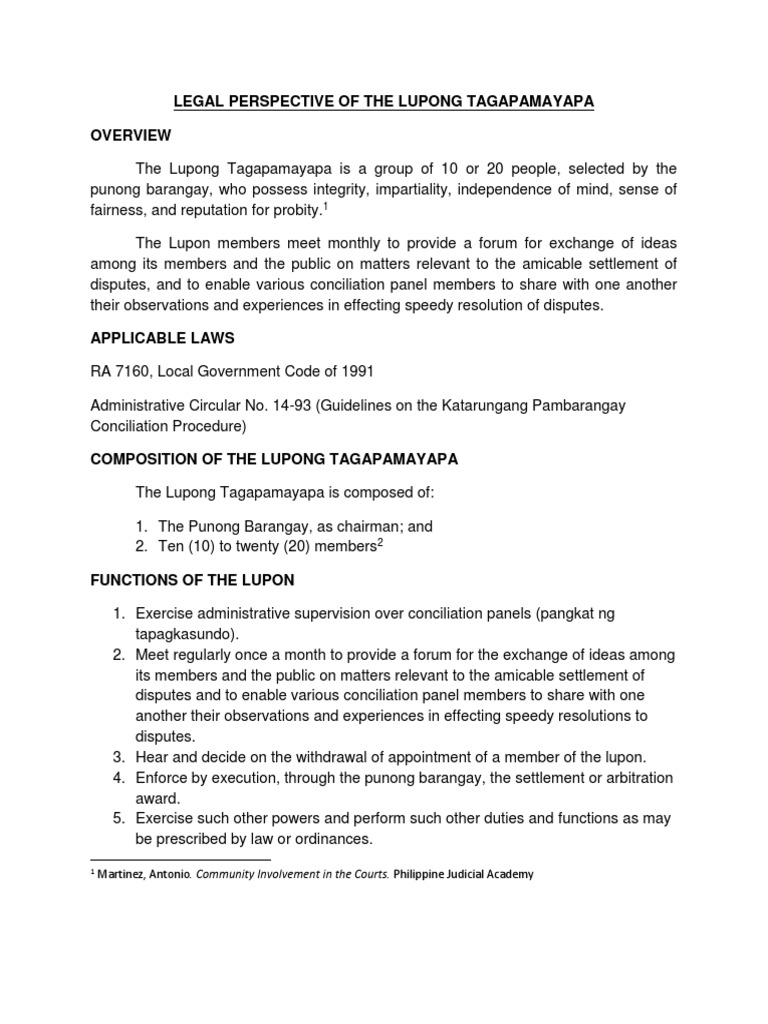 Lupon Tagapamayapa | PDF | Mediation | Social Institutions