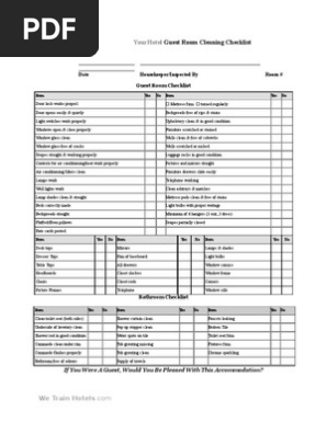 Hotel Housekeeping Checklist