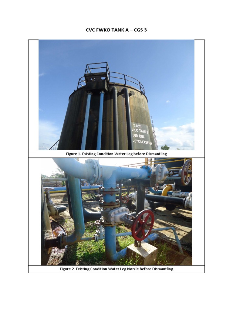CVC Fwko Tank A - Cgs 3: Figure 1. Existing Condition Water Leg Before ...