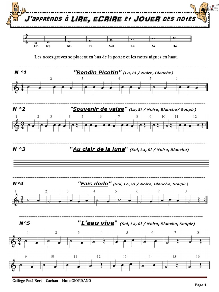langage-musical-fiche-exercices.pdf | Éléments de la musique | Hauteur ...
