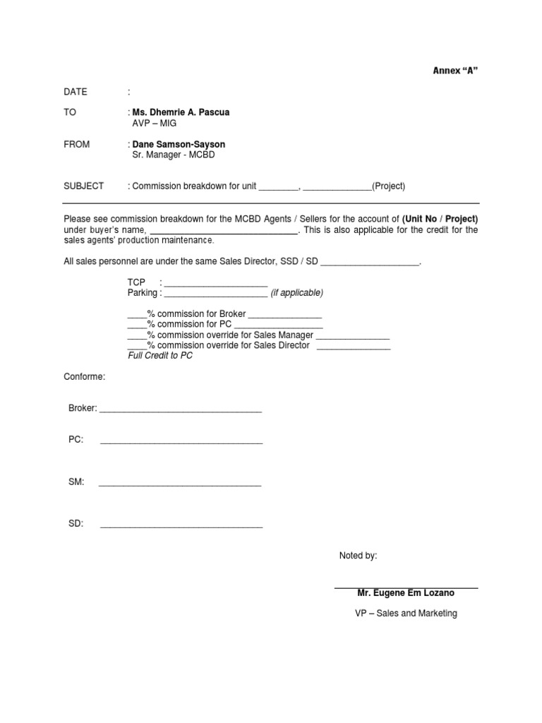 (Annex A) Format For Comm Distribution | PDF