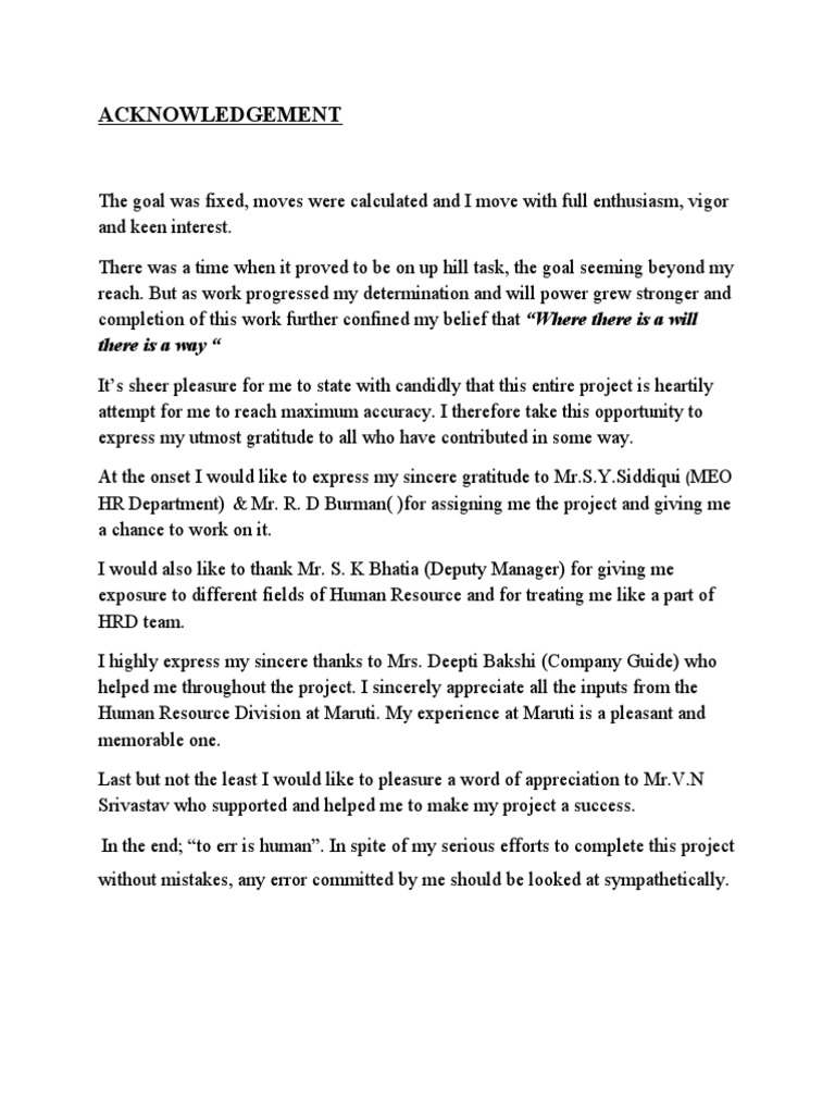 Acknowledgement | PDF | Psychological Concepts | Emotions