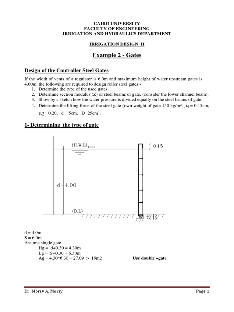 Example 2 - Gates: Design of The Controller Steel Gates | PDF | Applied ...