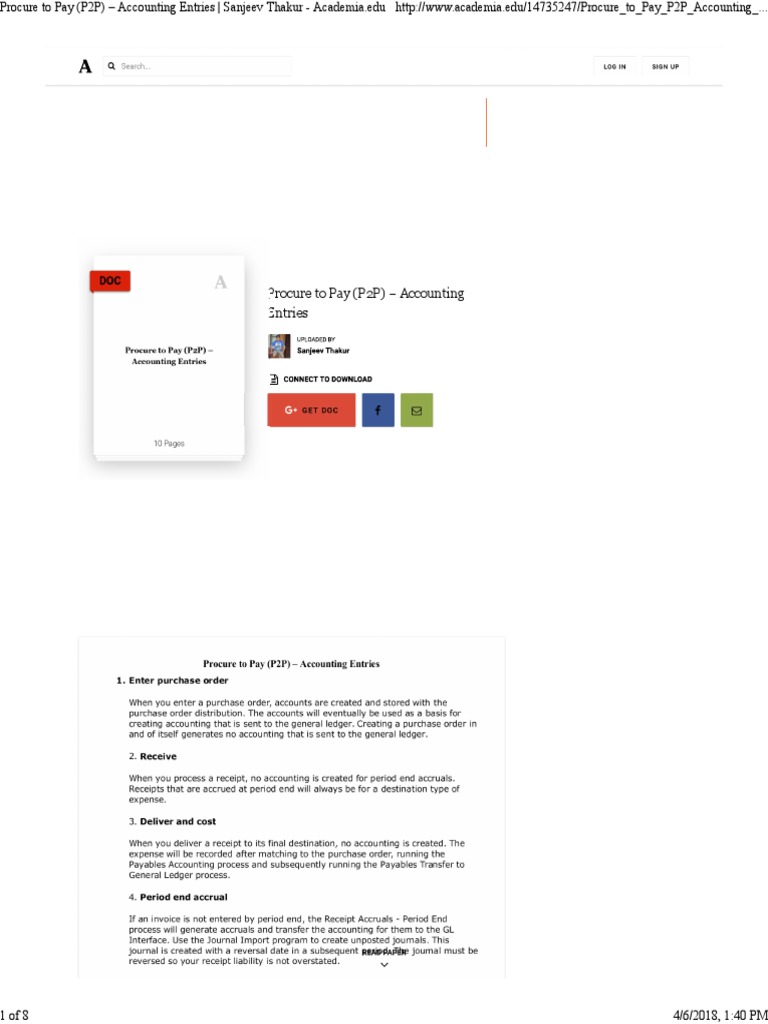 P2P Accounting Entries Overview | PDF