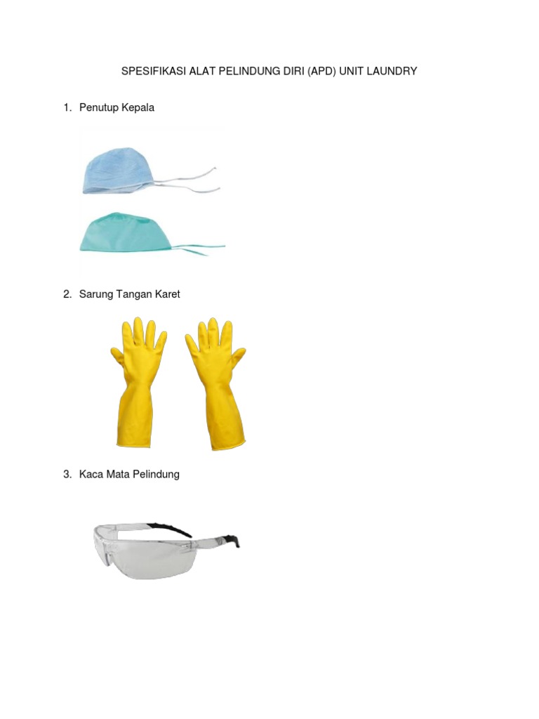 Spesifikasi Alat Pelindung Diri Laundry | PDF