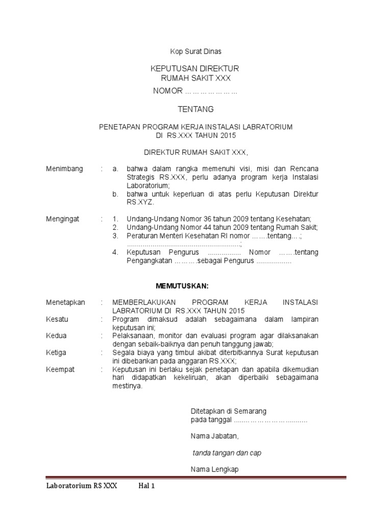Contoh Program Kerja Ins Laborat R | PDF