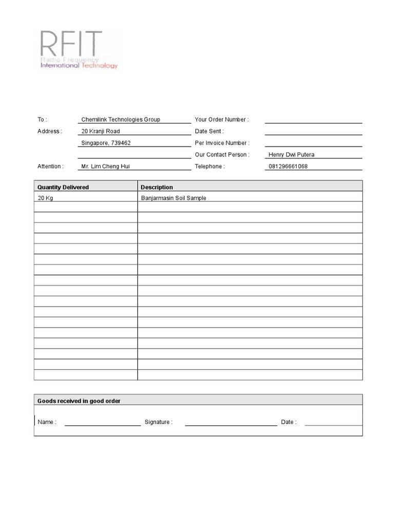 Goods Delivery Note Free Word Format Download | PDF