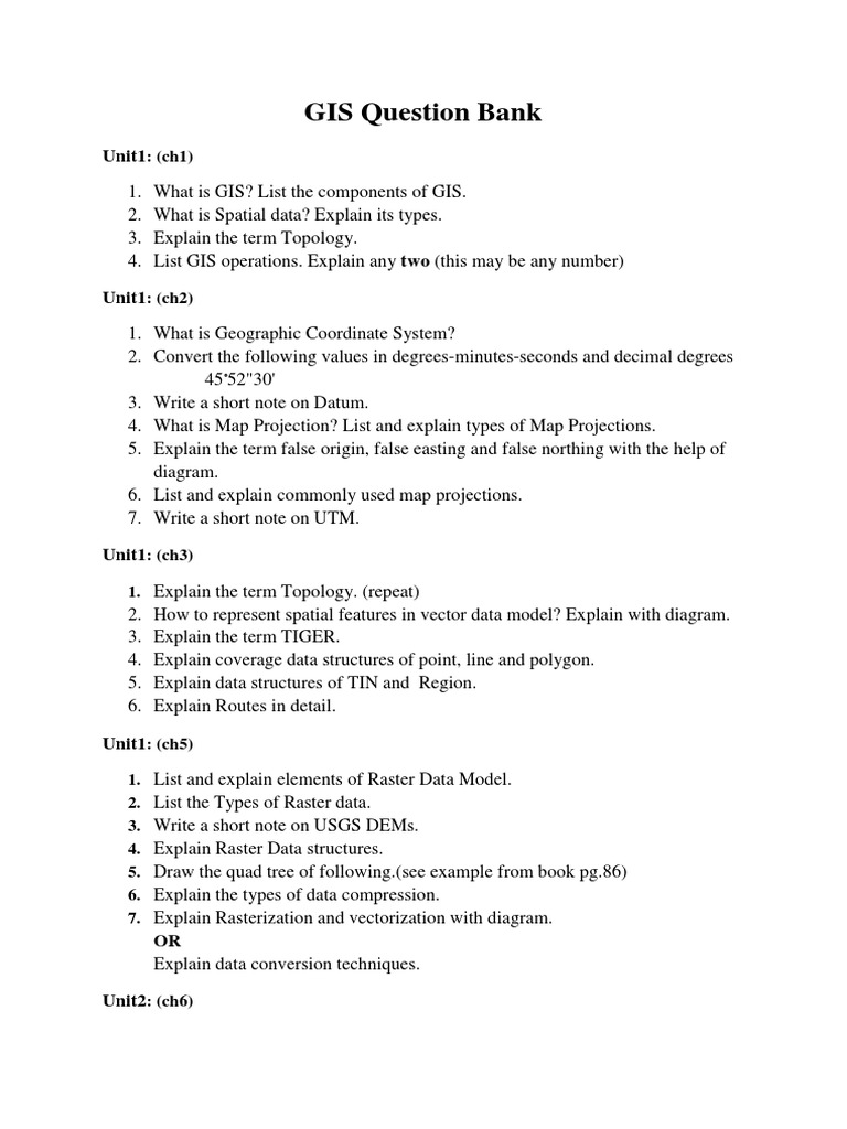 GIS Question Bank | PDF | Geographic Information System | Map